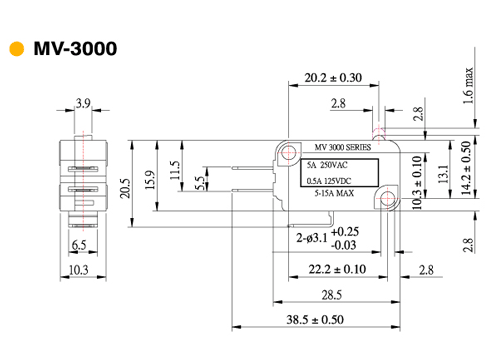 台湾茂仁MOUJEN微动开关MV3000A_微动开关_维库电子市场网